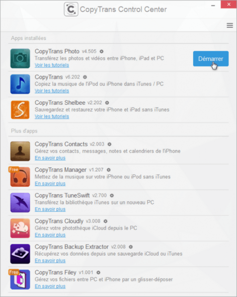 Comment utiliser CopyTrans Control Center ? - CopyTrans